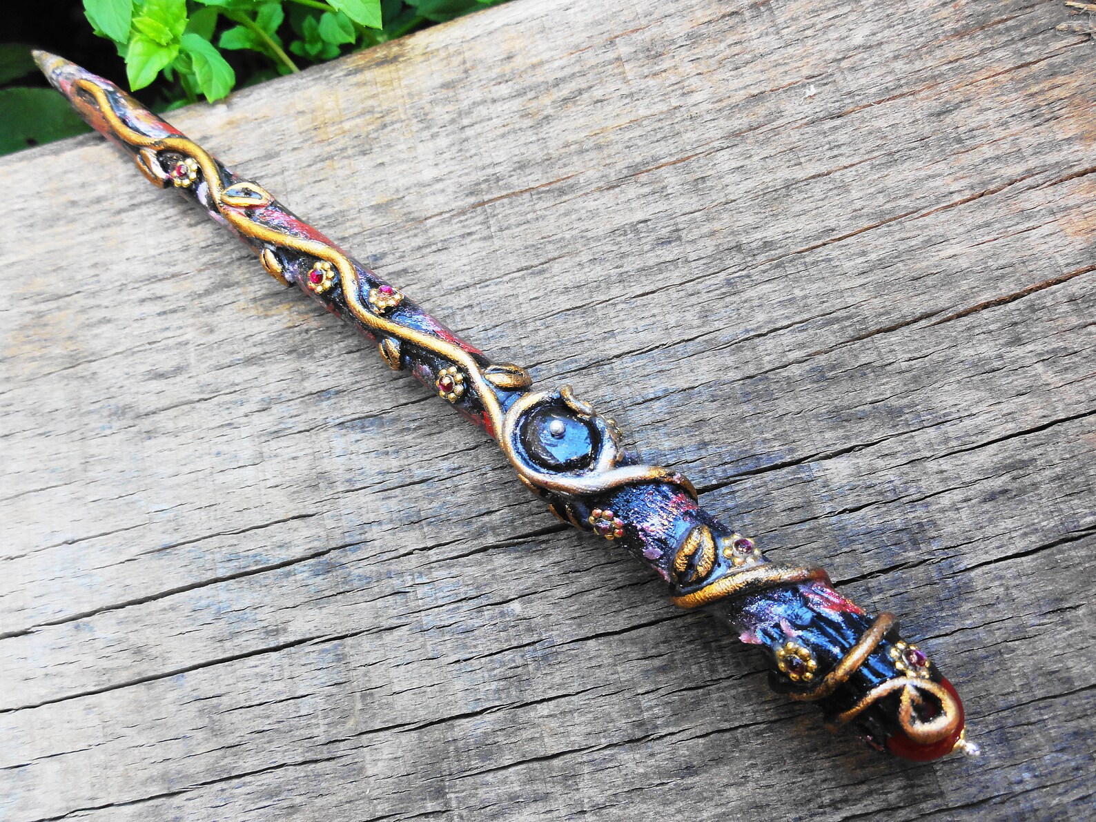Garnet Magic Wand Pen Polymer Clay Friendship Stone - Etsy