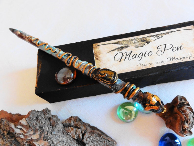 Magic Pen Tigers Eye Gemstone. Polymer Clay Magic Wand Pens | Etsy