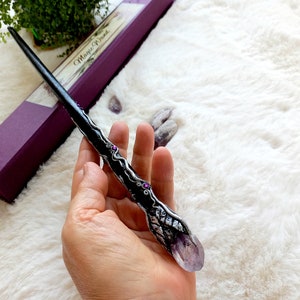 Amethyst Magic Wand, Silver Queen, Fairy Tools, Wooden Wand - Etsy