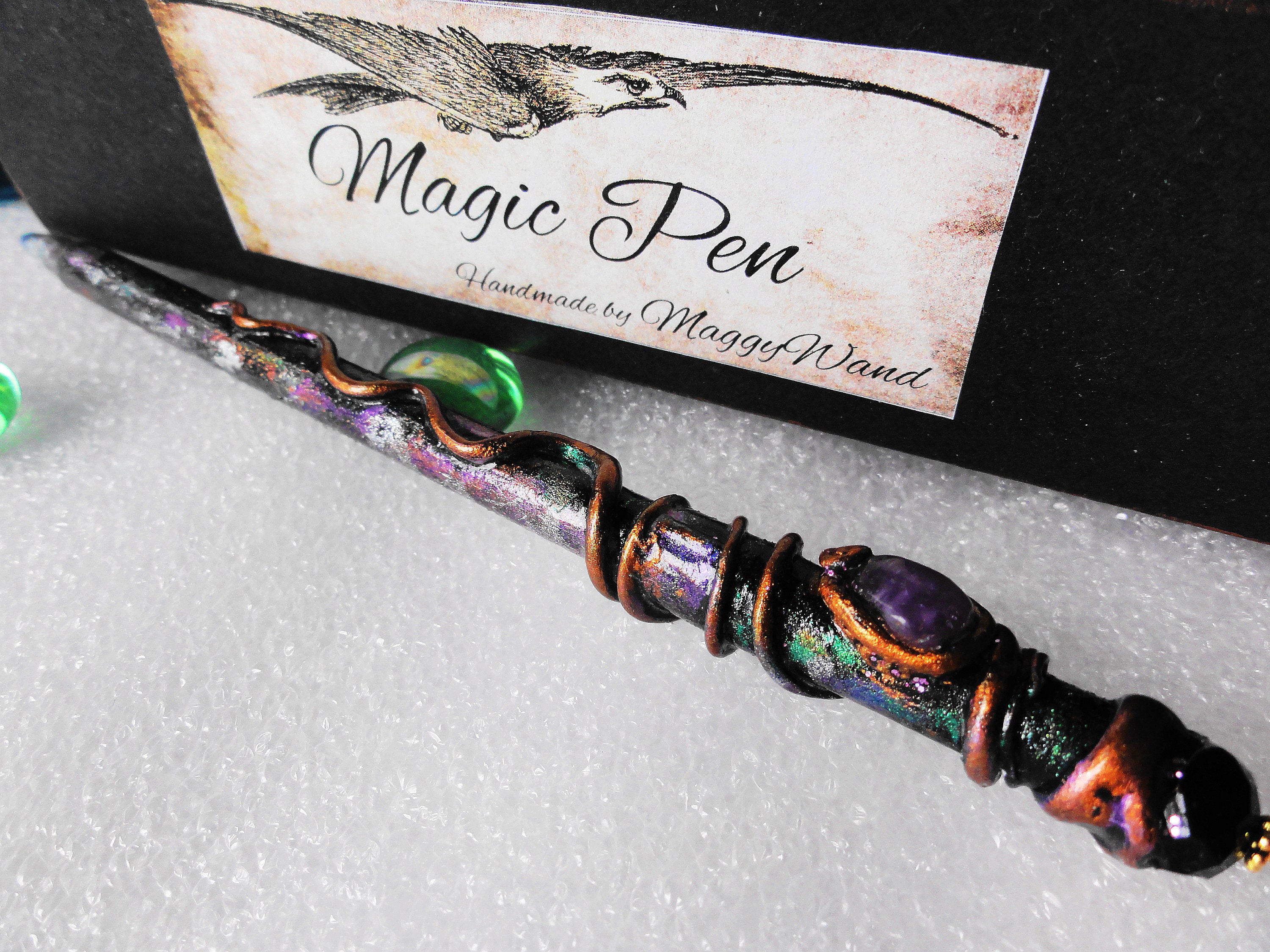 Fairy Pen Wizard Pen Magic Wand Pen Amethyst Crystal Pen Clay | Etsy