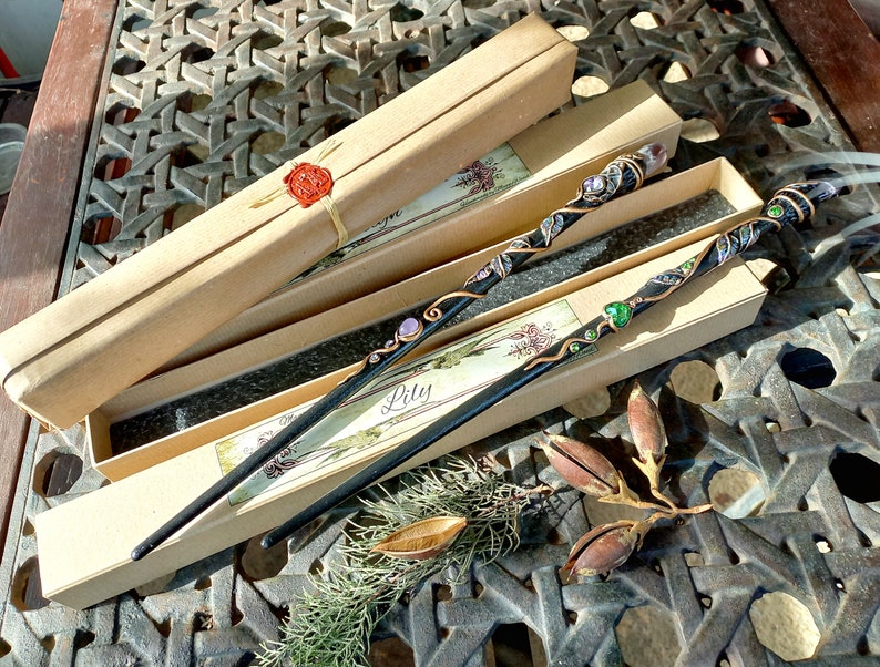 Magic Wand Purple and Gold Cosplay Magic Wand Purple Agate - Etsy
