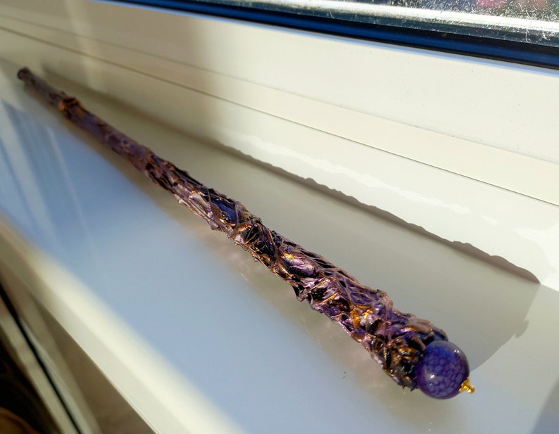Magic Wand Purple and Gold Cosplay Magic Wand Purple Agate - Etsy