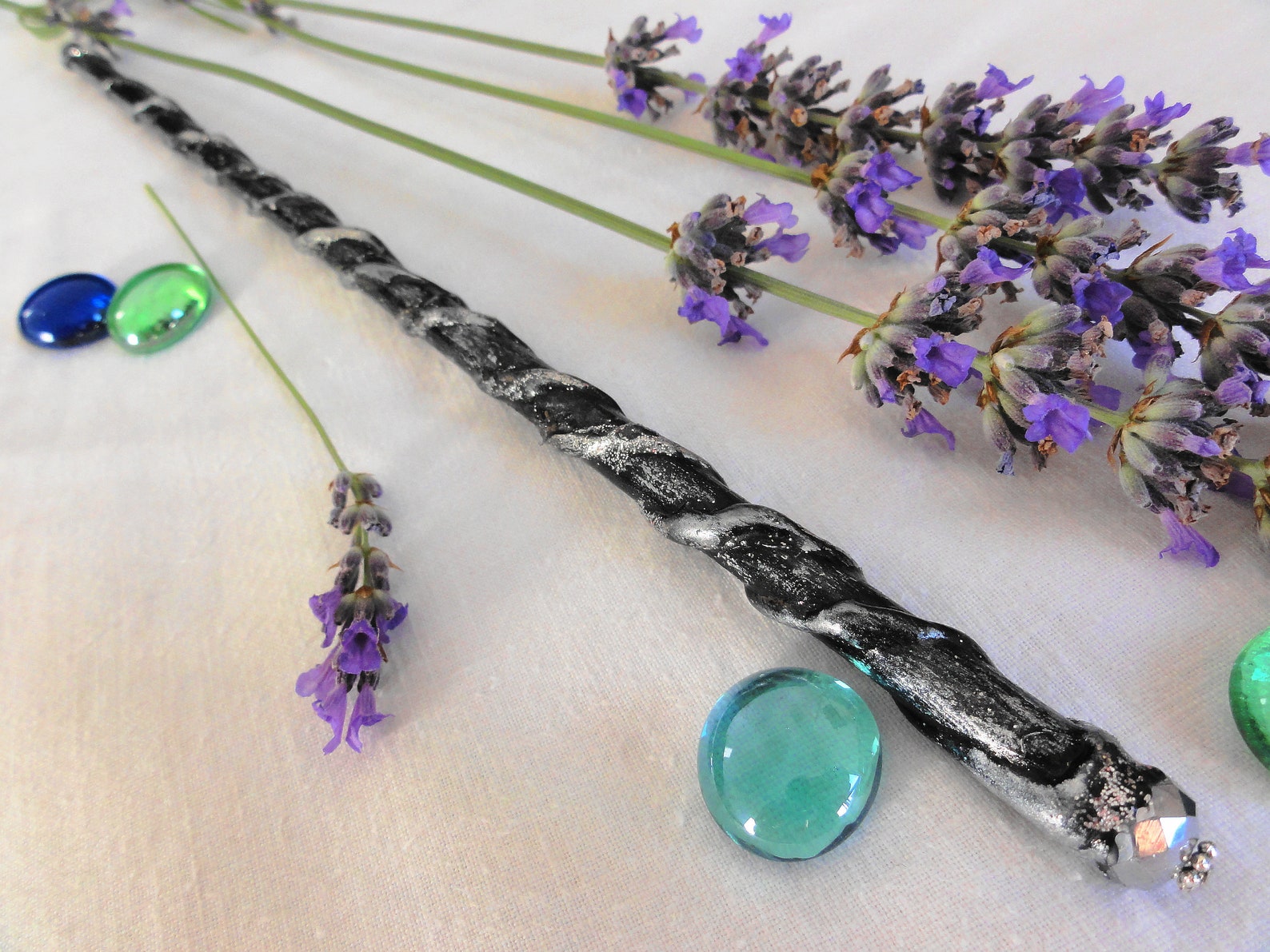 Magic Wand Black and Silver Wood Magic Wand Forest Wand Witch | Etsy