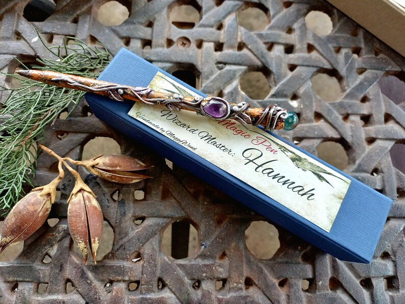 Magic Pen Wand Amethyst Spell Pen Witchy - Etsy