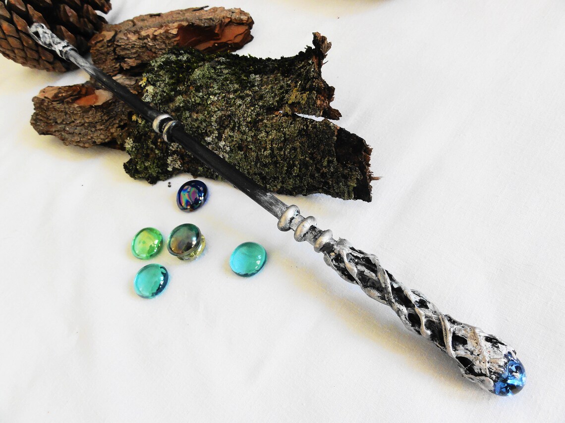 Magic Wand Silver Wand Wizard Tools Witch Wand Silver and - Etsy UK