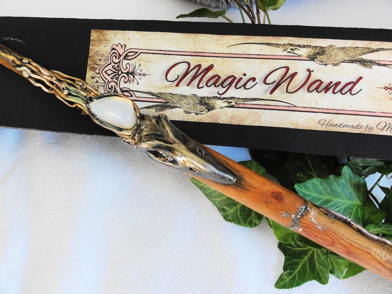 Raven Magic Wand Opalite Gemstone Crow Skull Witchy Powers | Etsy