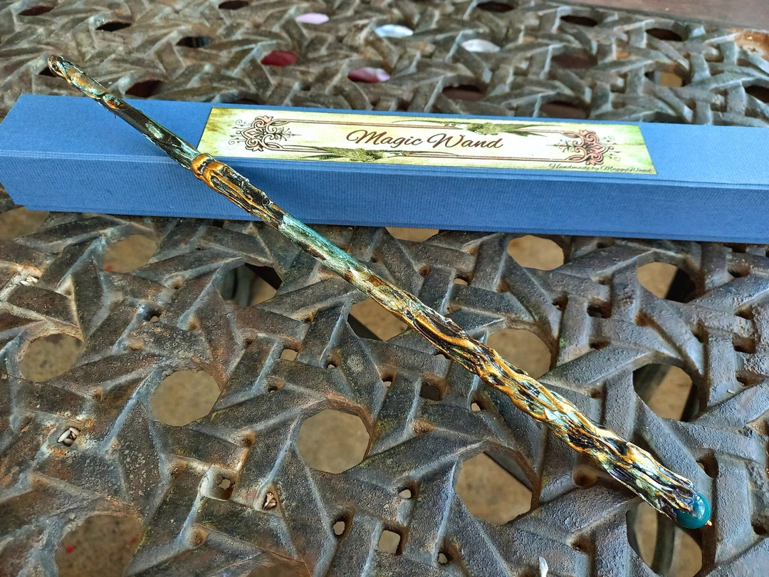 Magic Wand Green and Gold, Agate , Gift Wand, Wizard - Etsy