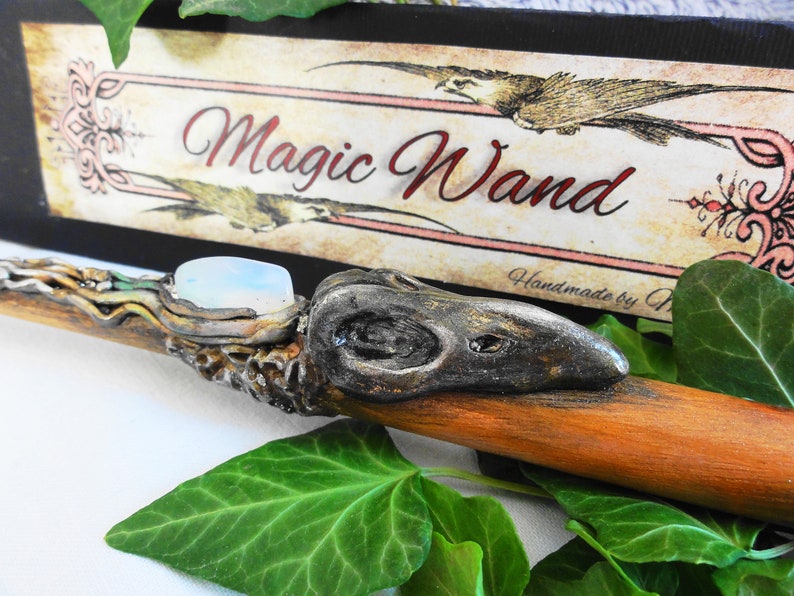 Raven Magic Wand Opalite Gemstone Crow Skull Witchy Powers - Etsy