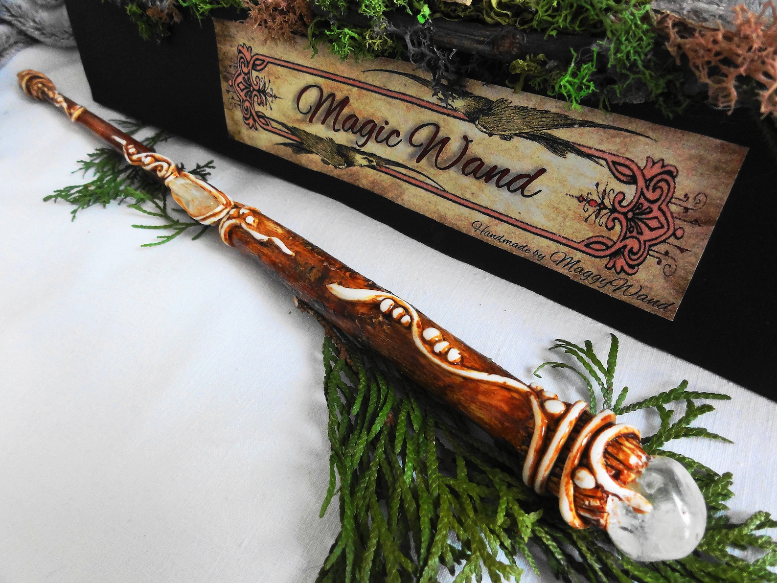 Quartz Magic Wand Altar Wand Wood Stick Enchanted Wand - Etsy
