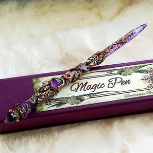 Magic Wand Pen With Amethyst, Crystal Pen, Fairy Spells Tools - Etsy