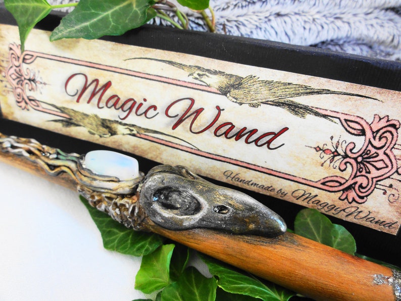 Raven Magic Wand Opalite Gemstone Crow Skull Witchy Powers | Etsy