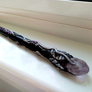 Amethyst Magic Wand, Silver Queen, Fairy Tools, Wooden Wand - Etsy