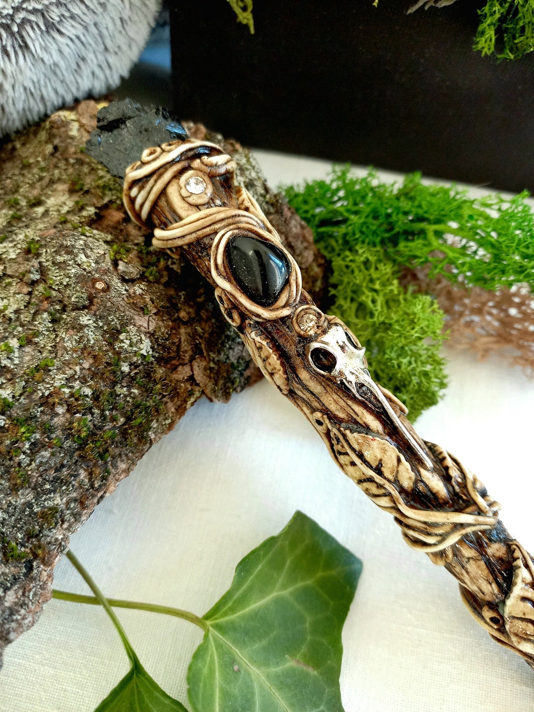 Skull Crow Pen, Magic Wand Pen, Black Tourmaline, Handmade - Etsy