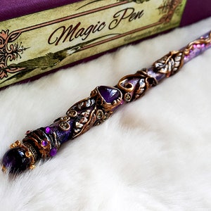 Magic Wand Pen With Amethyst, Crystal Pen, Fairy Spells Tools - Etsy