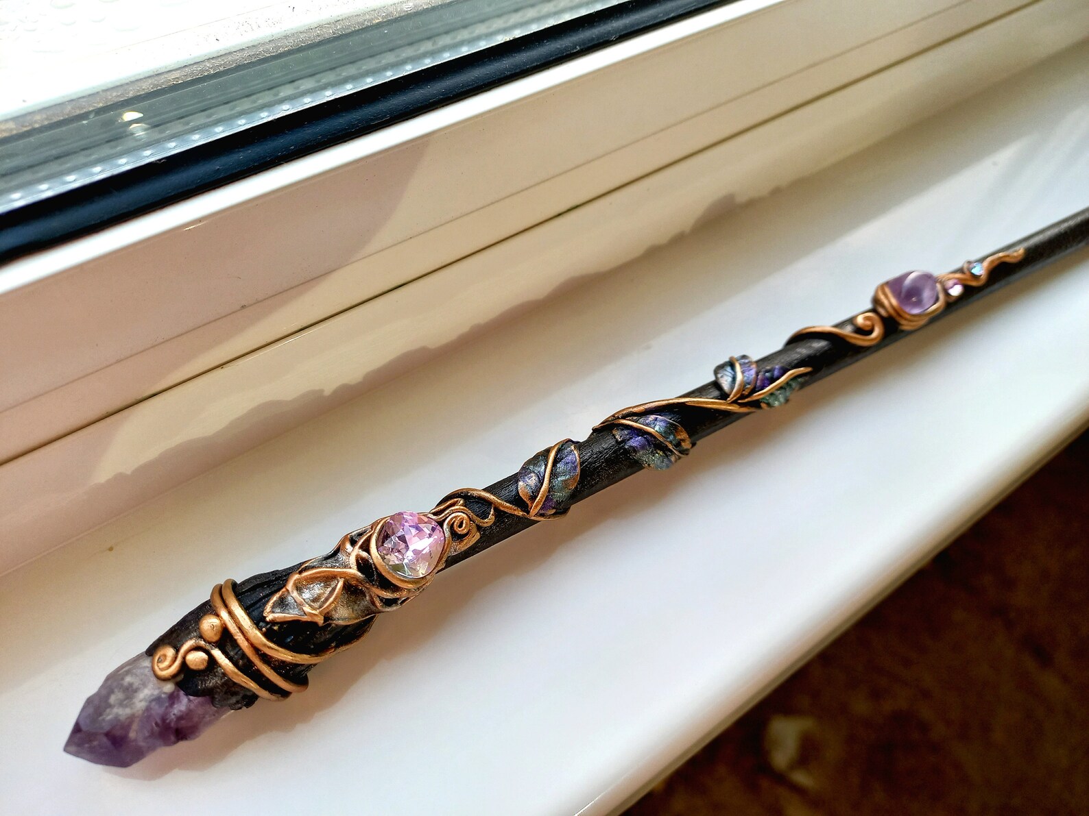 Amethyst Magic Wand Wooden Wand Purple Queen Handmade - Etsy