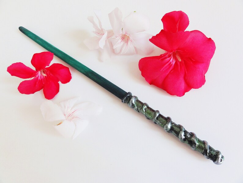 Forest Magic wand. Wood Magic wand. Deep Green Wand. Fairy | Etsy
