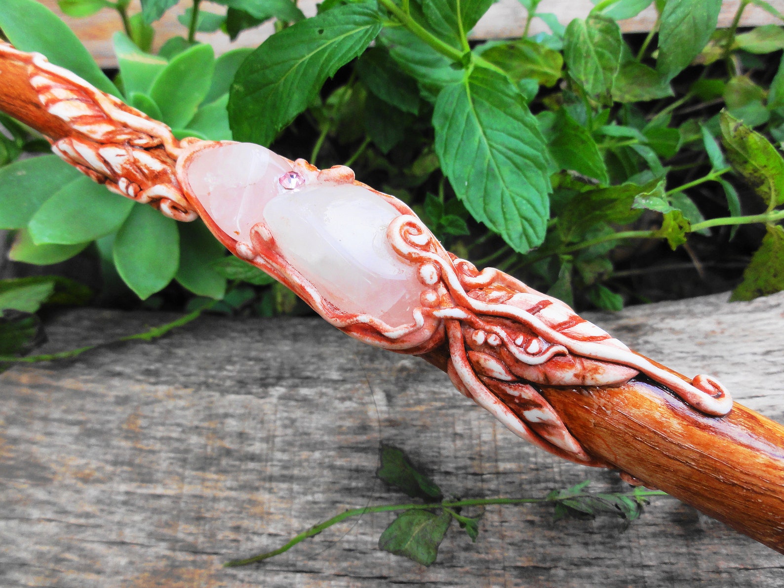 Magic Wand Rose Quartz Witchy Stick Halloween Tools | Etsy