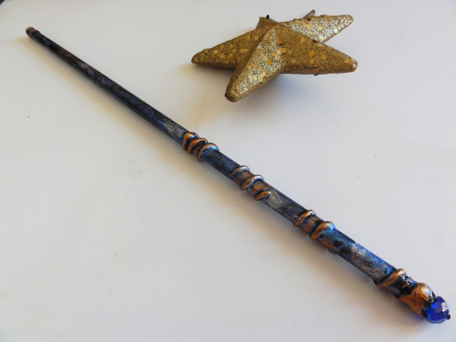 Magic Wand Blue and Gold Cosplay Magic Wand Witches Wand Party - Etsy