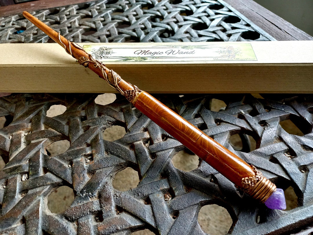 Magic Wand With Amethyst, Wooden Magical Wand, Osage Orange Tree ...