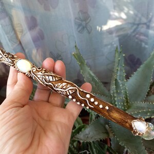 Magic Wand With Opalite, Shaman Tool, Green Witch, Handmade - Etsy