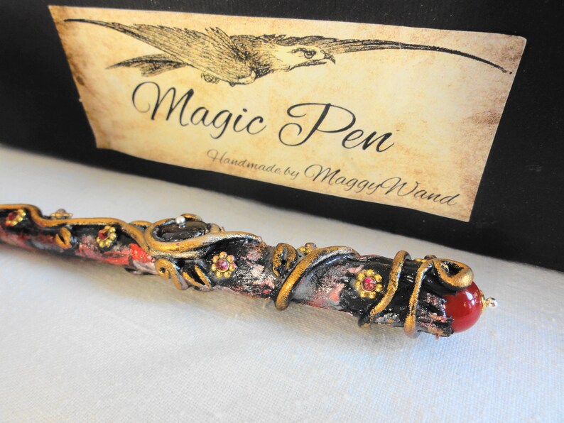 Garnet Magic Wand Pen Polymer Clay Friendship Stone | Etsy