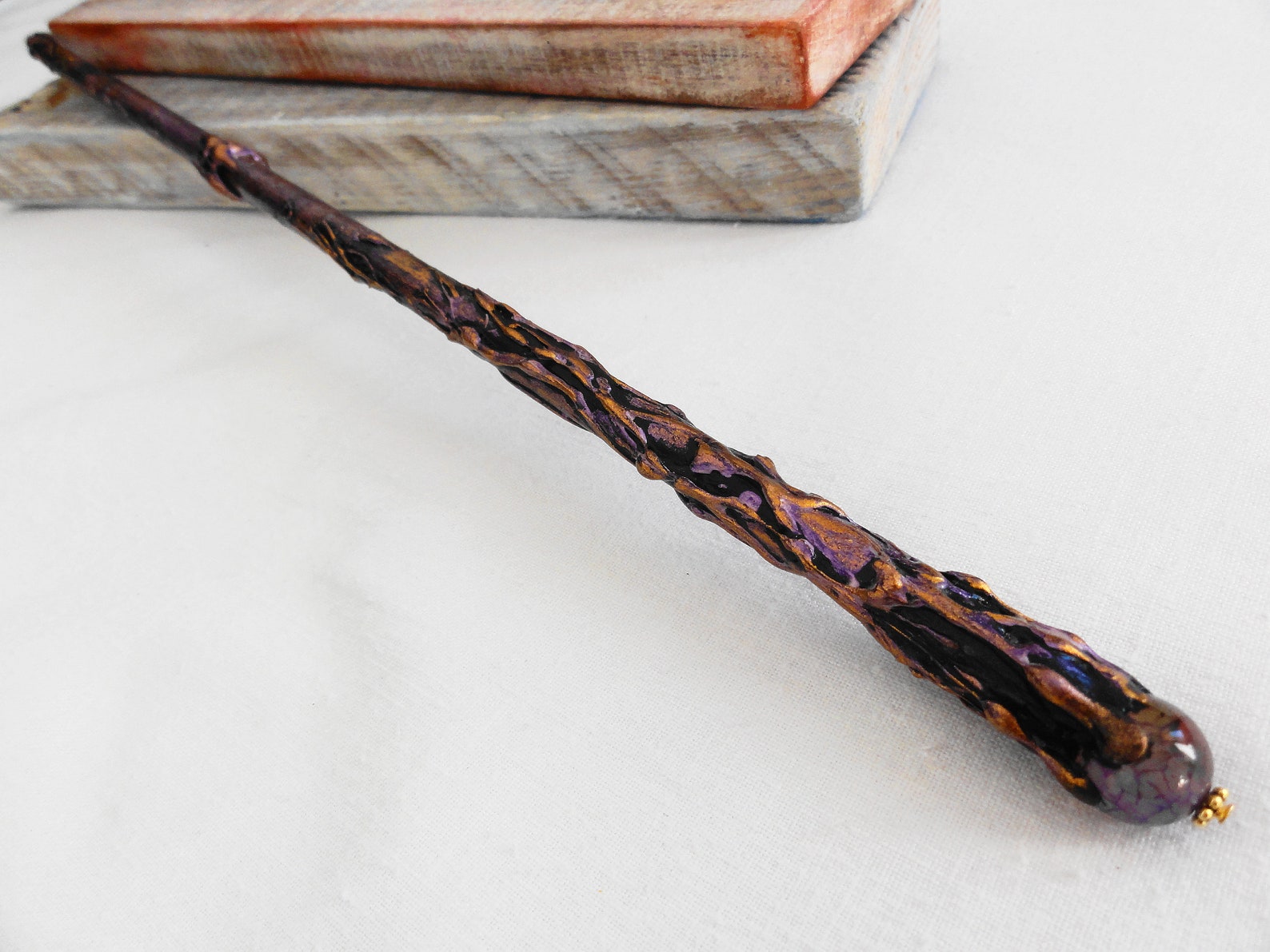 Magic Wand Purple and Gold Cosplay Magic Wand Purple Agate - Etsy