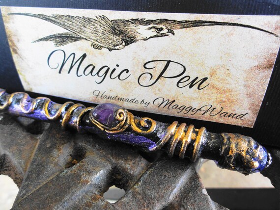 Fairy Pen Wizard Pen Magic Wand Pen Amethyst Crystal Pen Clay | Etsy