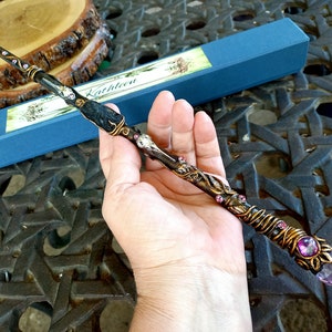 Magic Wand, Black Tourmaline, Crow's Skull, Wand With BOX, Handmade ...