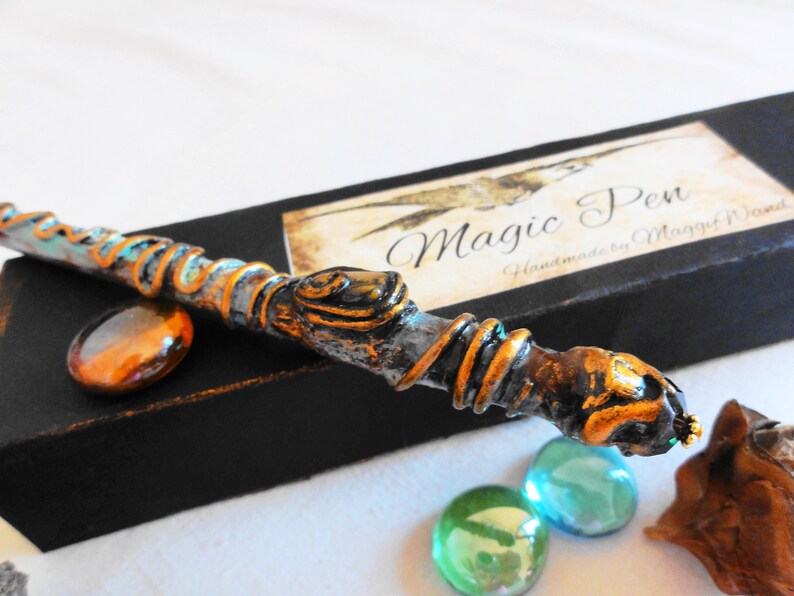 Magic Pen Tigers Eye Gemstone. Polymer Clay Magic Wand Pens | Etsy