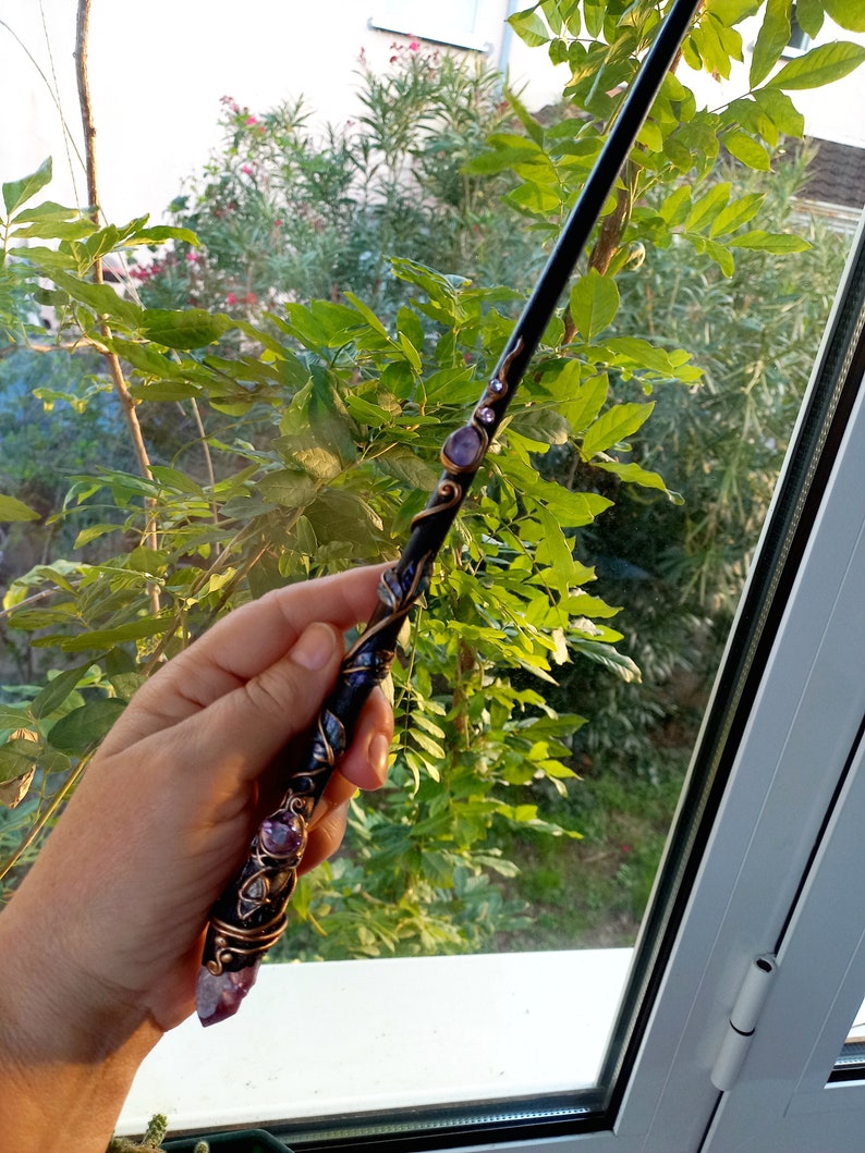 Amethyst Magic Wand Wooden Wand Purple Queen Handmade - Etsy