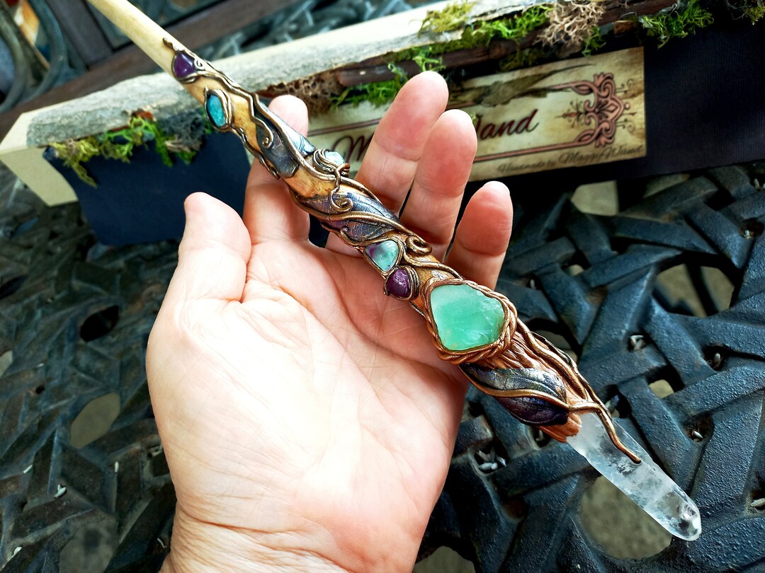 Magic Wand With Box, Fluorite Crystal, Fairy Stick, Witchy Tools, One ...