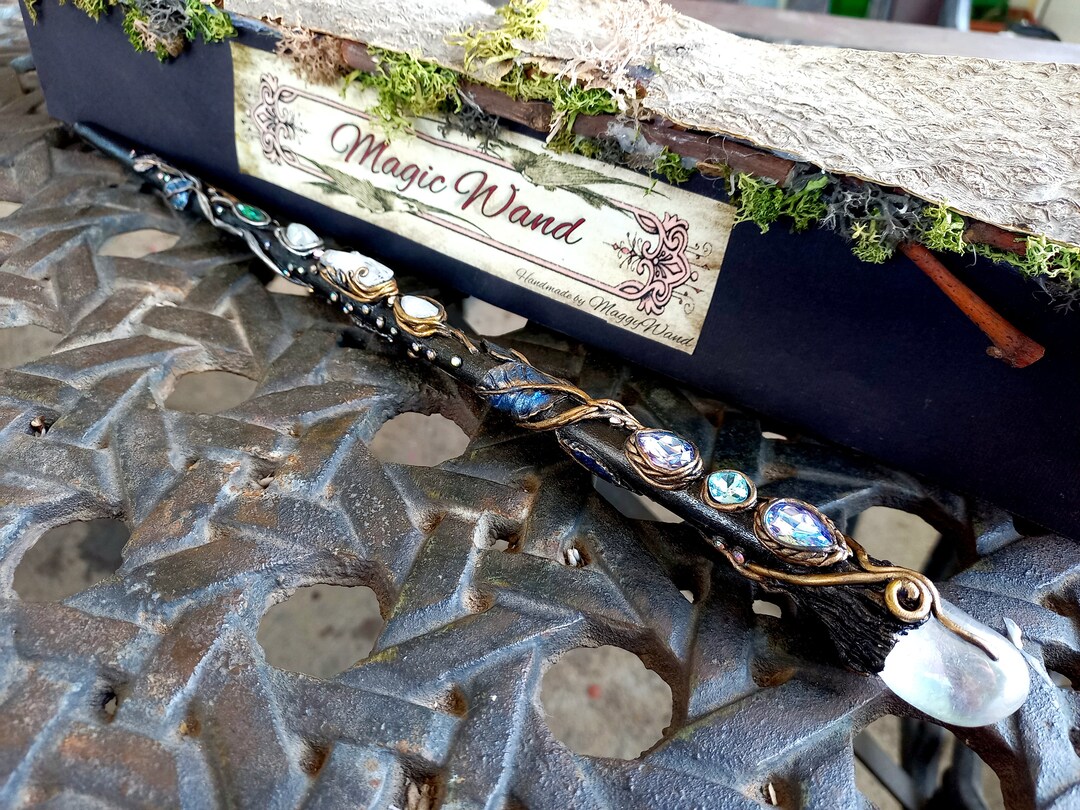 Wizard Magic Wand, Wooden Stick, Angel Aura Quartz - Etsy
