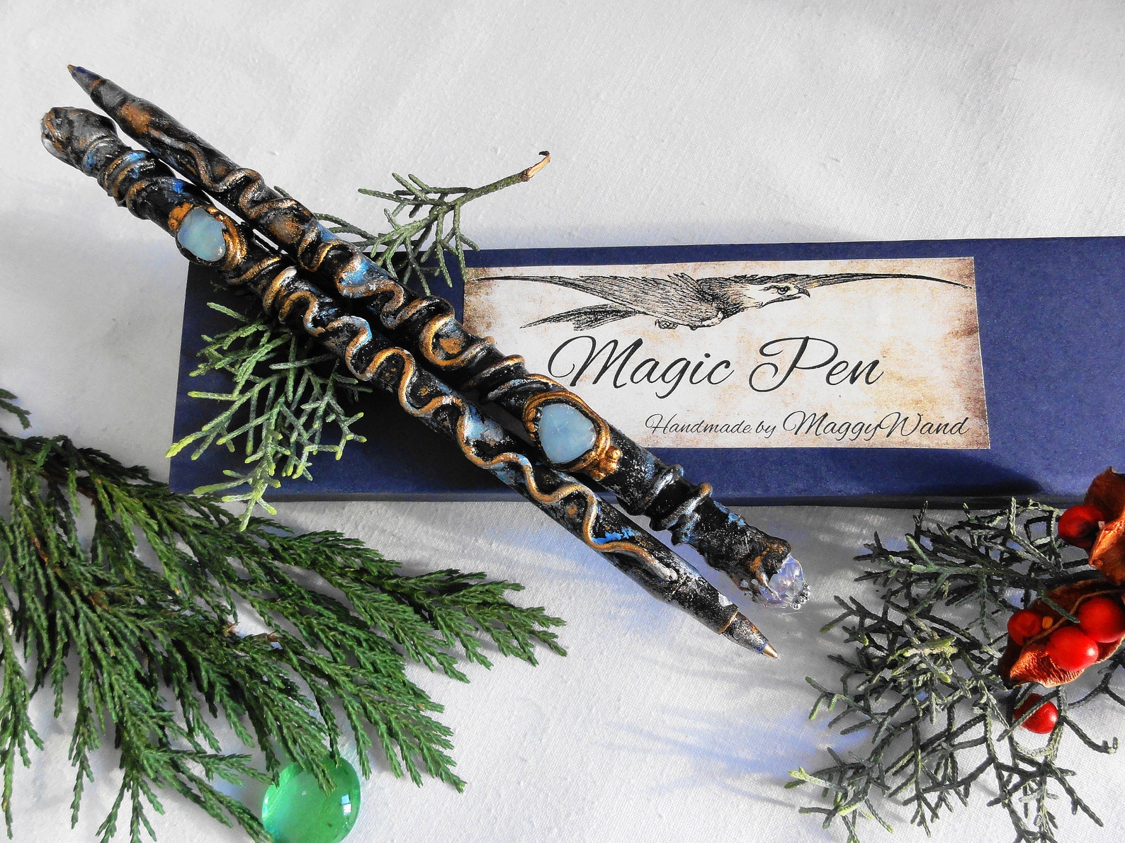 Writer Pen Magic Pen Aquamarine Gemstone Magical Pencil | Etsy