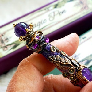 Magic Wand Pen With Amethyst, Crystal Pen, Fairy Spells Tools - Etsy