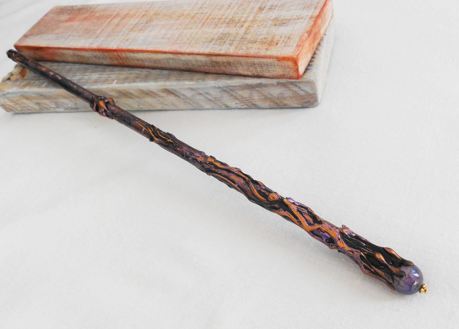 Magic Wand Purple and Gold Cosplay Magic Wand Purple Agate - Etsy UK