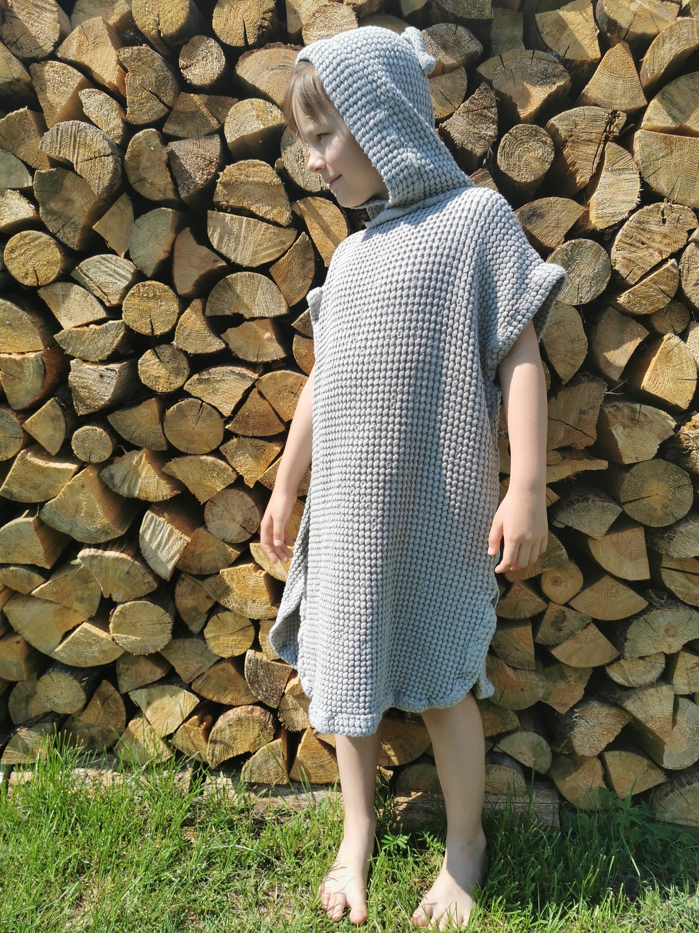 Hooded Beach Poncho Kids Towel Poncho Hooded Towel Linen - Etsy