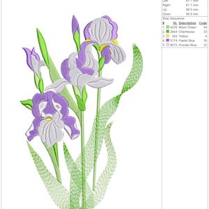 Iris Flower, Blooming Iris Embroidery Design Files - Etsy
