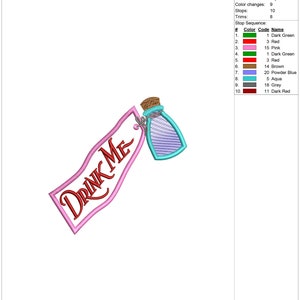 Embroidery Design Files. Drink Me - Etsy