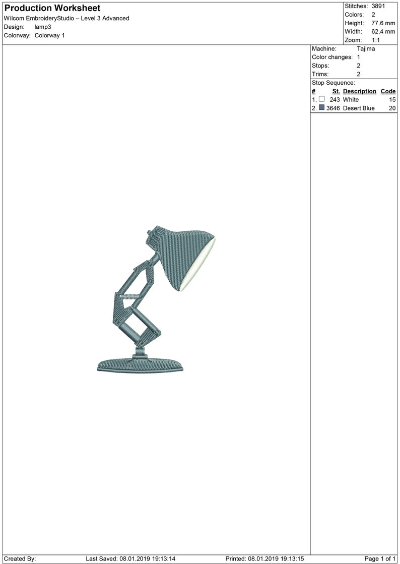 Lamp Embroidery Design Files - Etsy