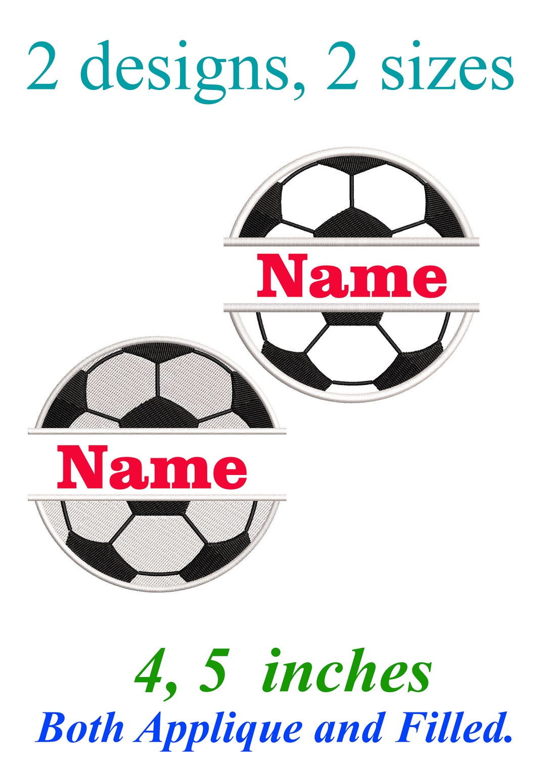 Split Soccer Ball. Monogram Applique Embroidery Designs, Filled Stitch ...