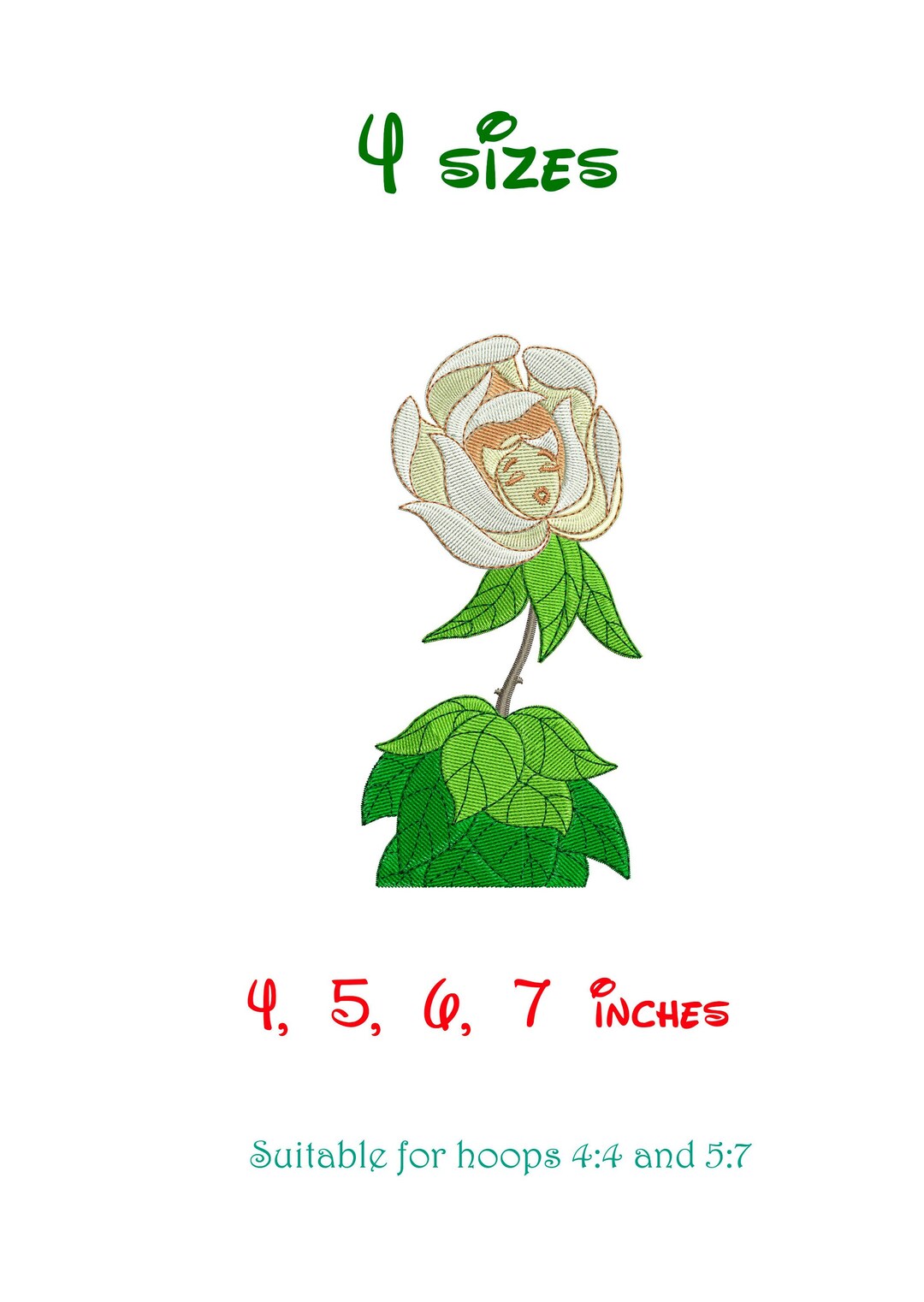 White Rose. Alice in Wonderland Inspired. Machine Embroidery Design ...