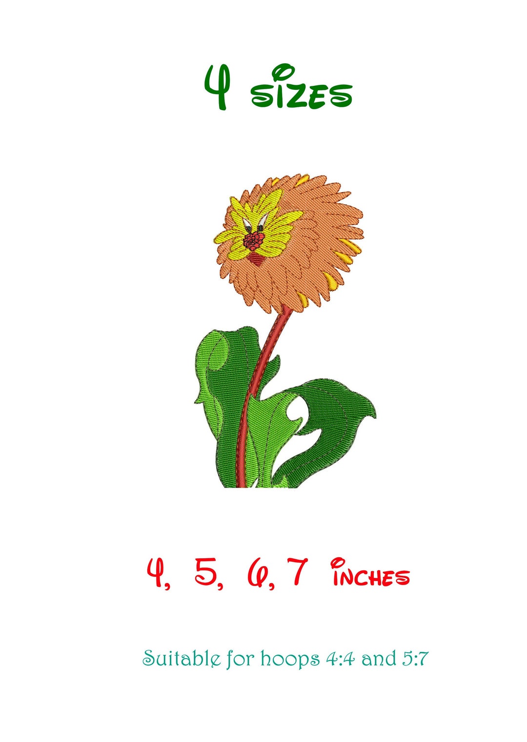 Dandelion. Alice in Wonderland Inspired. Machine Embroidery Design File ...