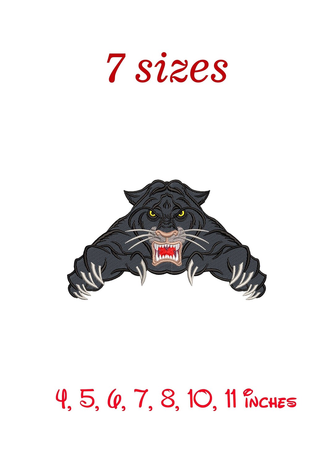 Panther. Embroidery Design Files. 7 Sizes Instant Download - Etsy