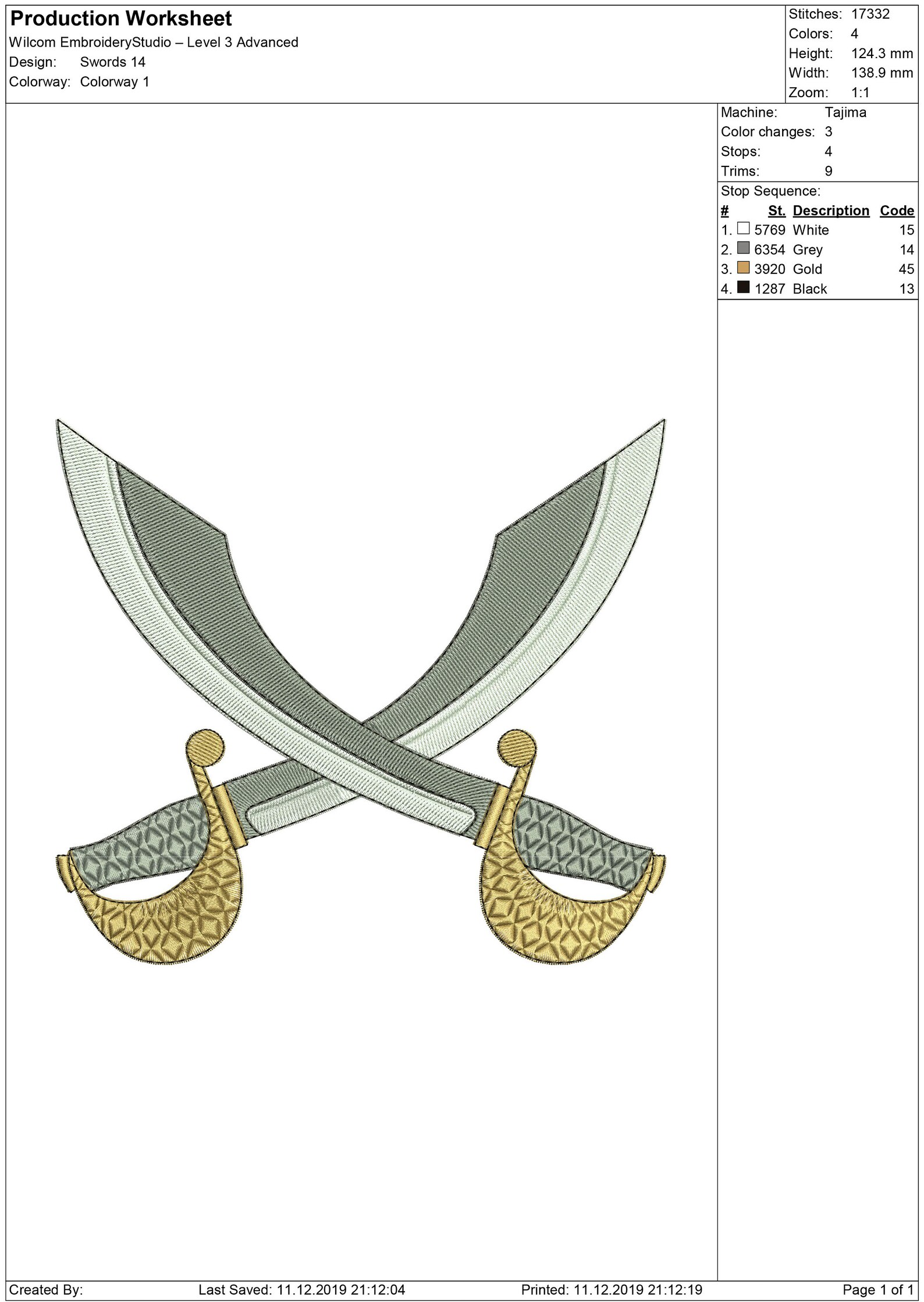 Swords pirate sabers embroidery design files | Etsy