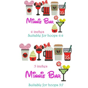 Mickey Mouse Inspired. Machine Embroidery Design. Minnie Bar, Coffee ...