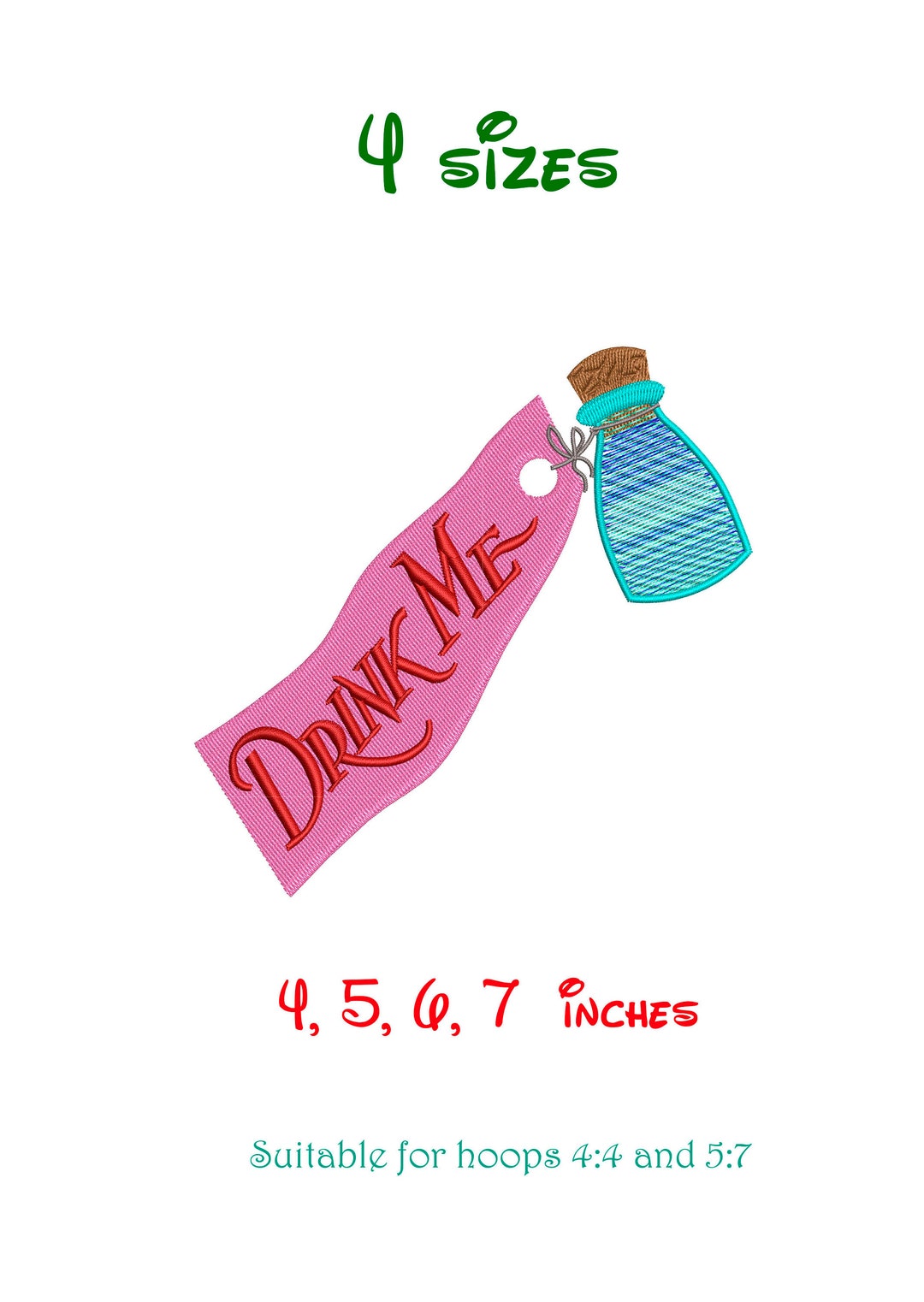 Embroidery Design Files. Drink Me - Etsy