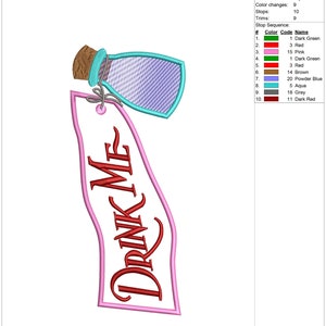 Embroidery Design Files. Drink Me - Etsy