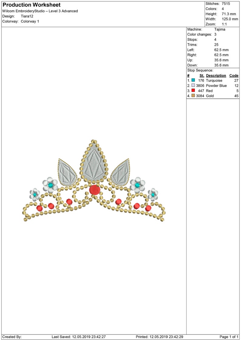 Tiara Embroidery Design Files - Etsy