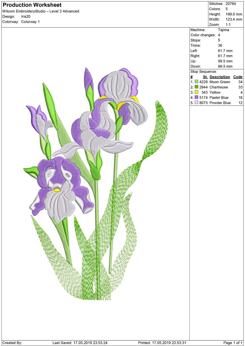 Iris flower blooming iris embroidery design files | Etsy
