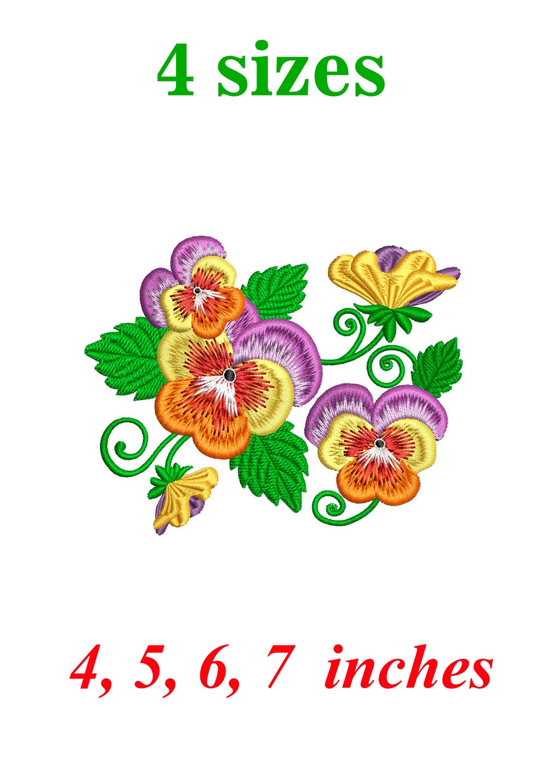 Pansy Flower, Blooming Pansies - Embroidery Design Files - Etsy